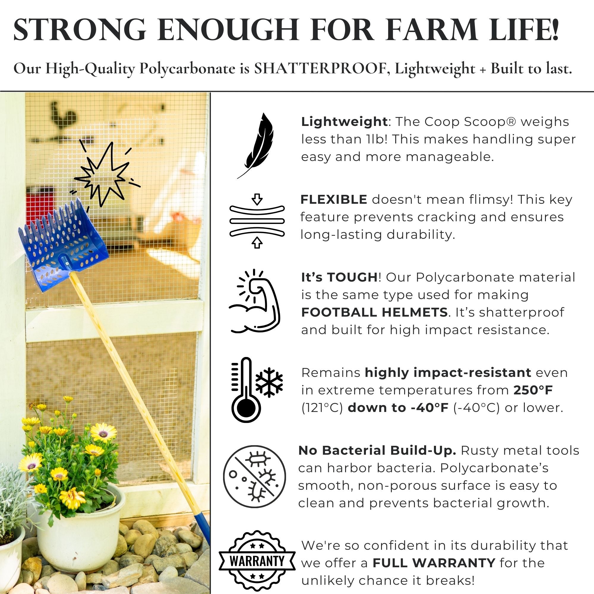 The Coop Scoop® | 2-in-1 Chicken Poop Scoop & Rake | Sand Sifting Shov ...